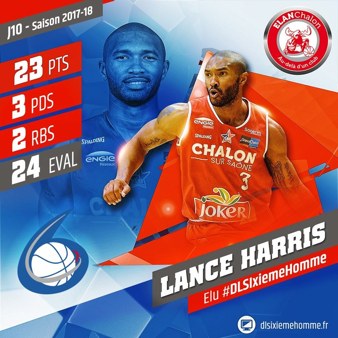 Lance Harris, élu meilleur 6ème homme de la J10 - Elan Chalon