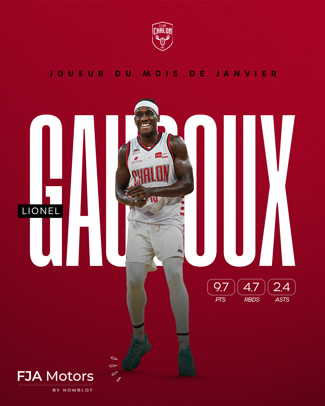 Lionel Gaudoux élu joueur du mois de janvier - Elan Chalon